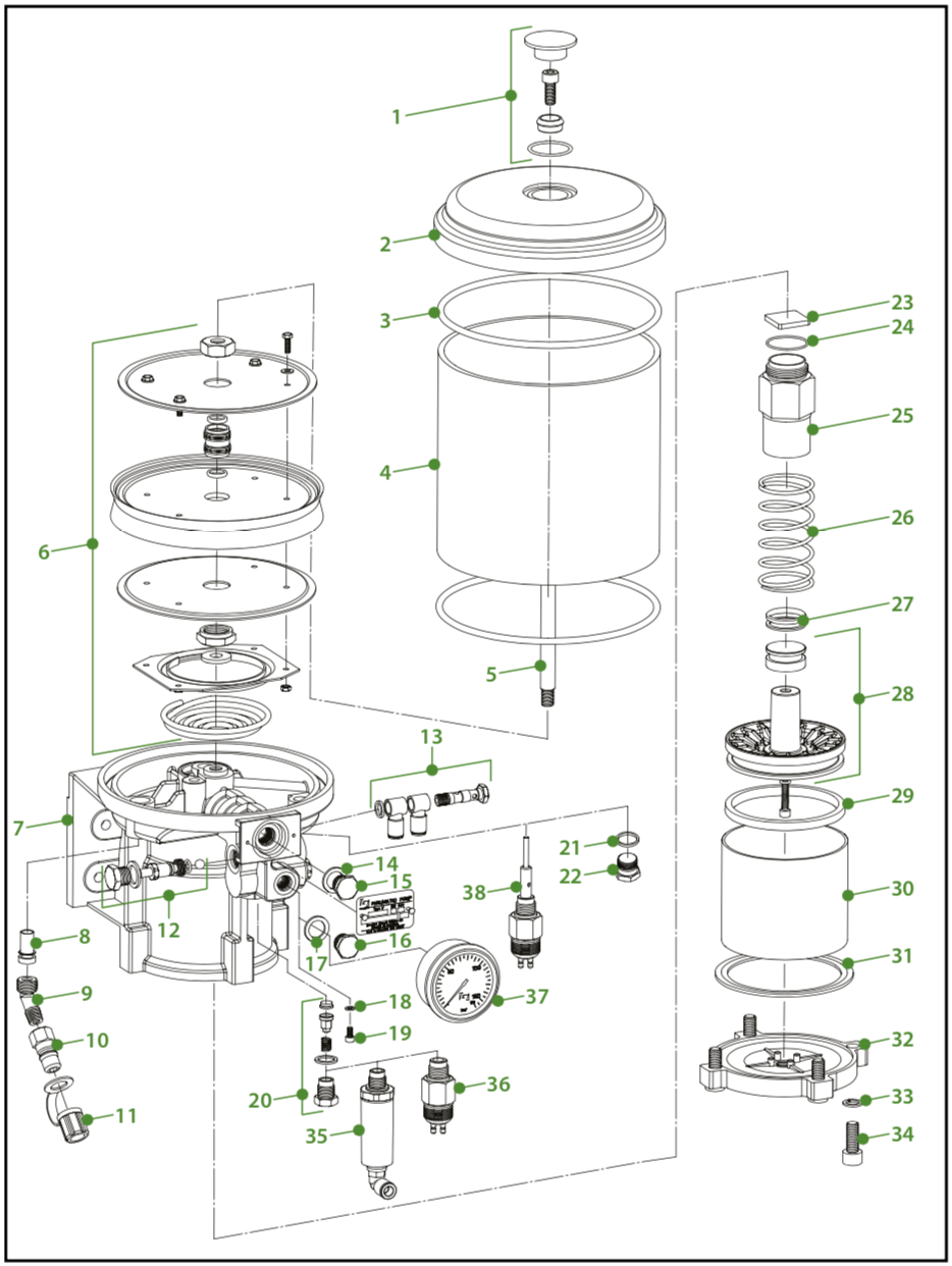 SingleLine Pneumatic Grease Pump Parts 42cc | AutoLubeIt.com